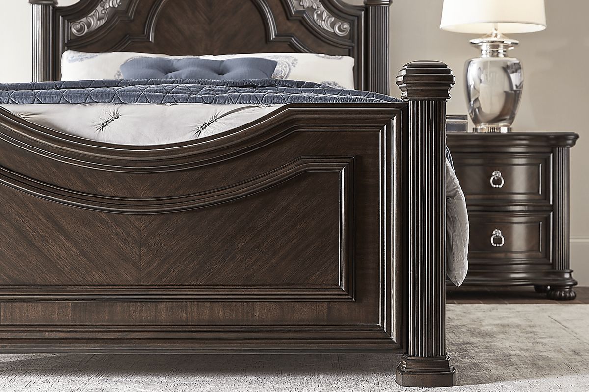 Gallagher Avenue 5 Pc Brown Dark Wood King Bedroom Set With Mirror, 3 Pc King Panel Bed, Dresser ...