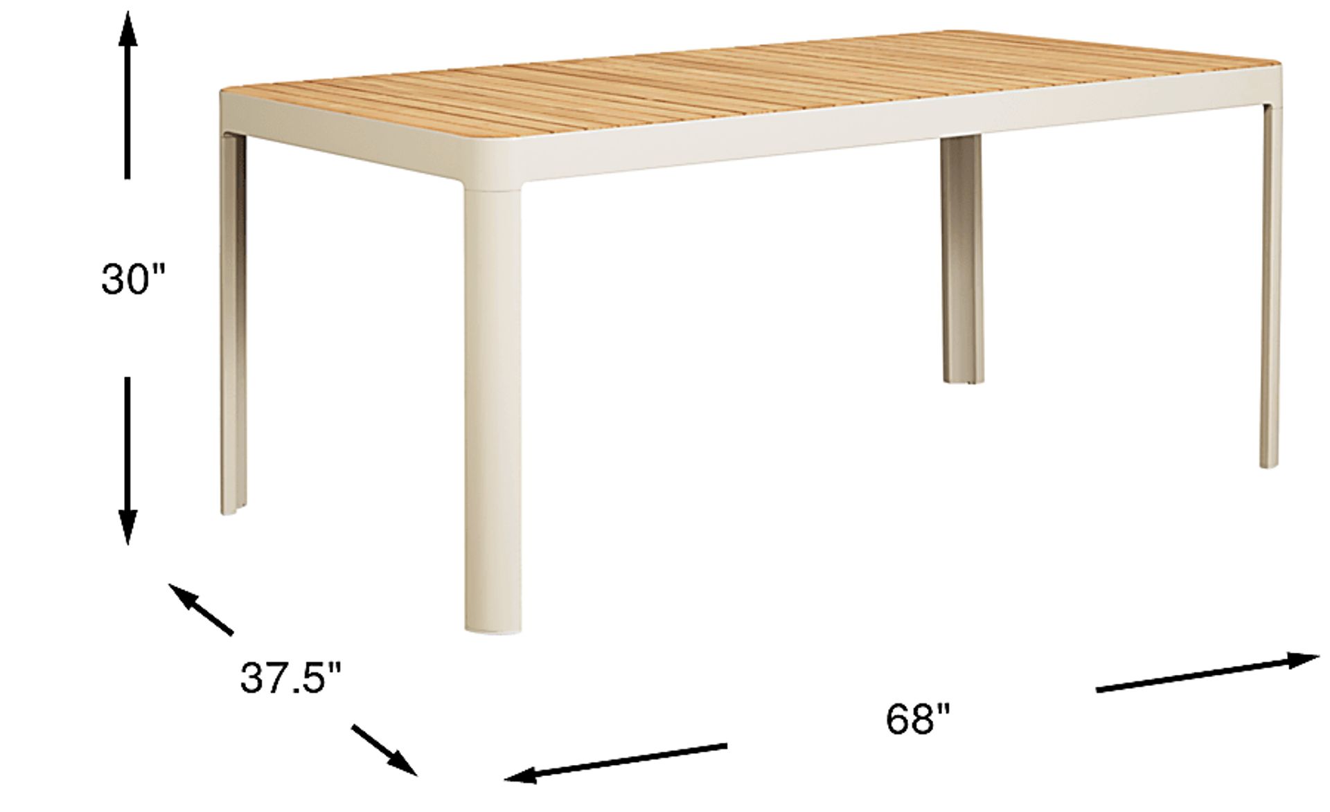 Garden View Sand Light Wood Aluminum Outdoor Rectangle Dining Table ...