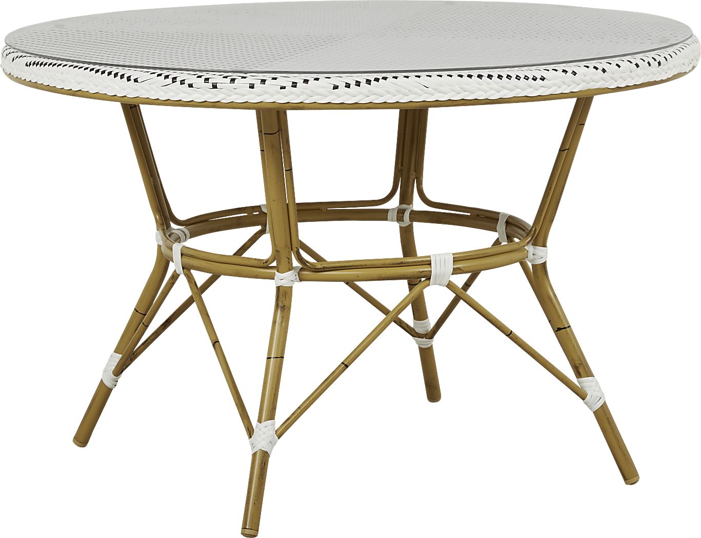 Juliette Wicker White Outdoor Round Dining Table | Rooms to Go