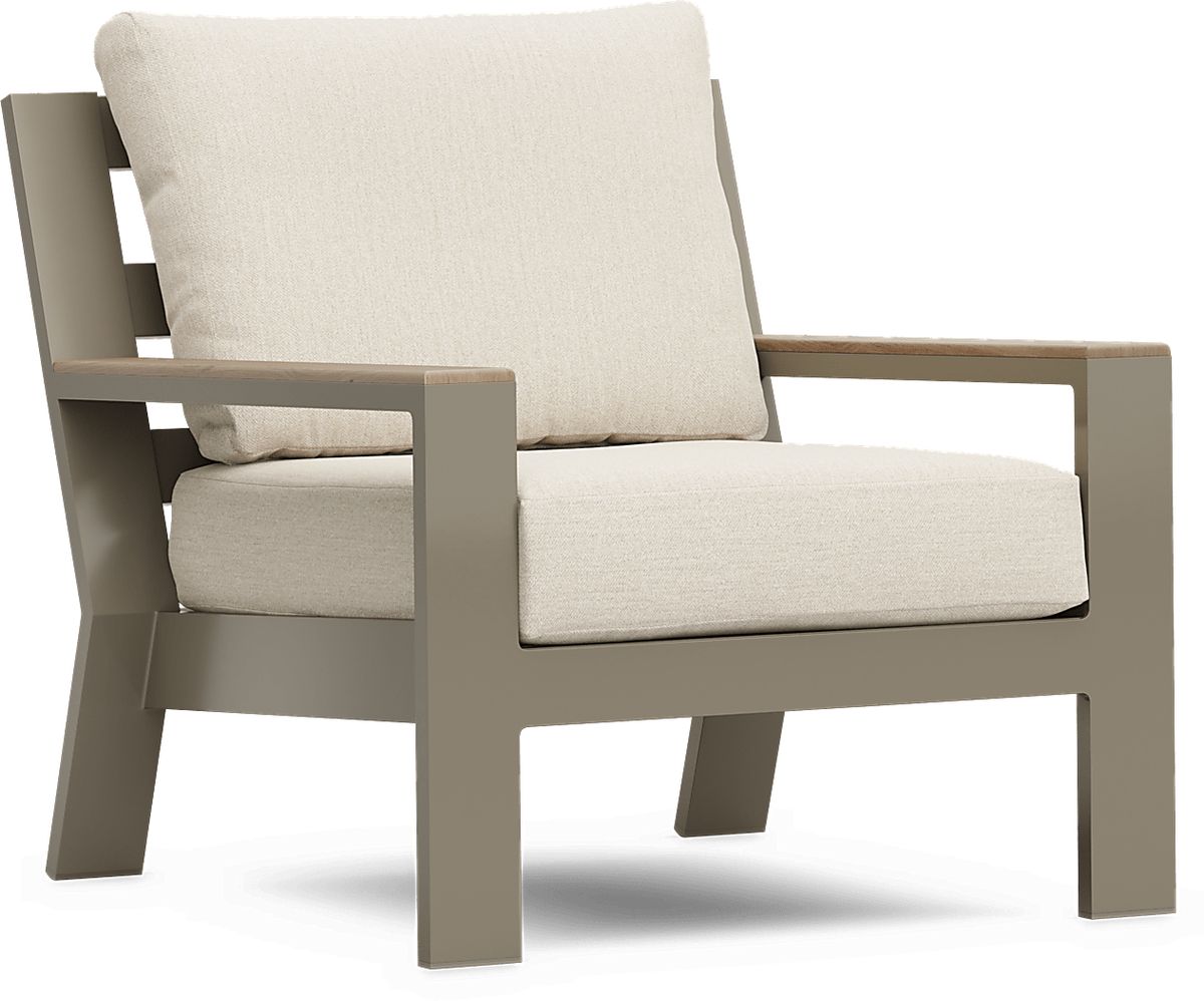 Solana 4 Pc Taupe Colors,Light Wood Buff Beige Aluminum Outdoor Seating ...
