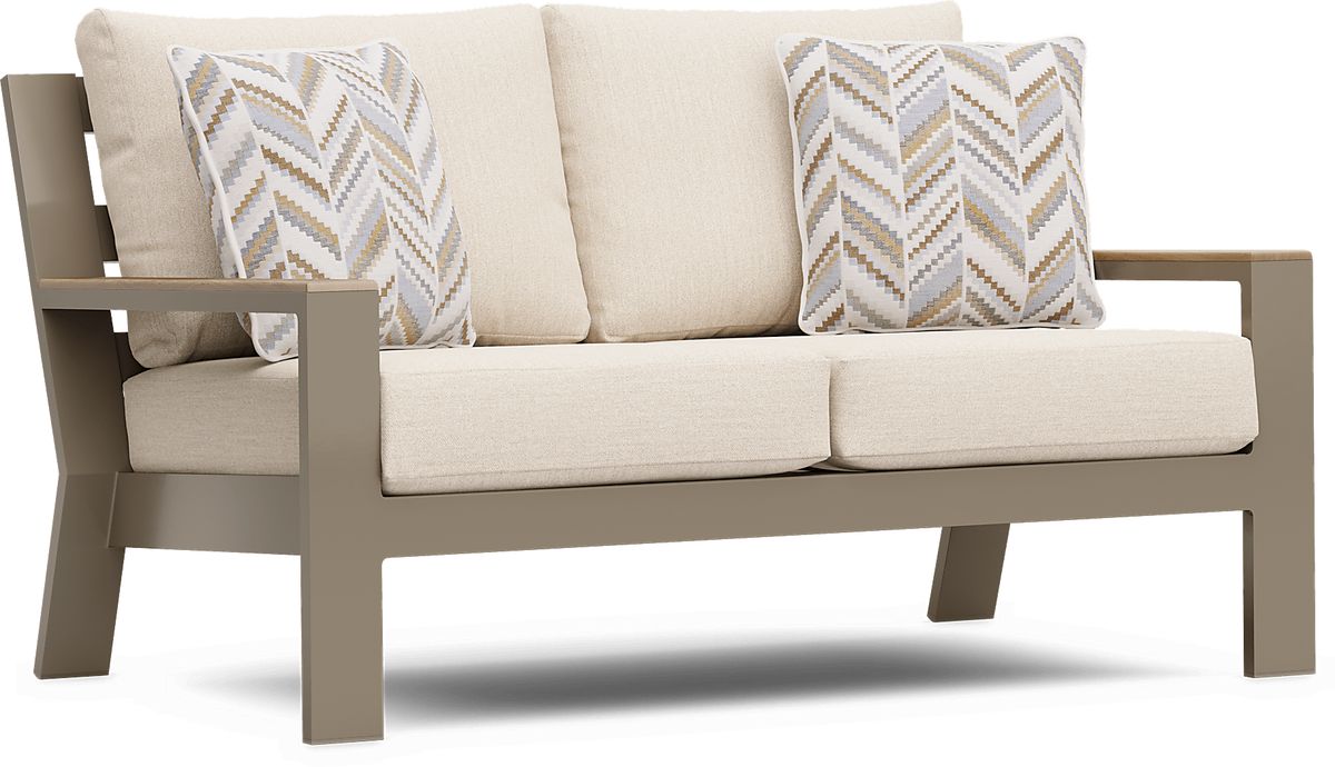 Solana 4 Pc Taupe Colors,Light Wood Buff Beige Aluminum Outdoor Seating ...