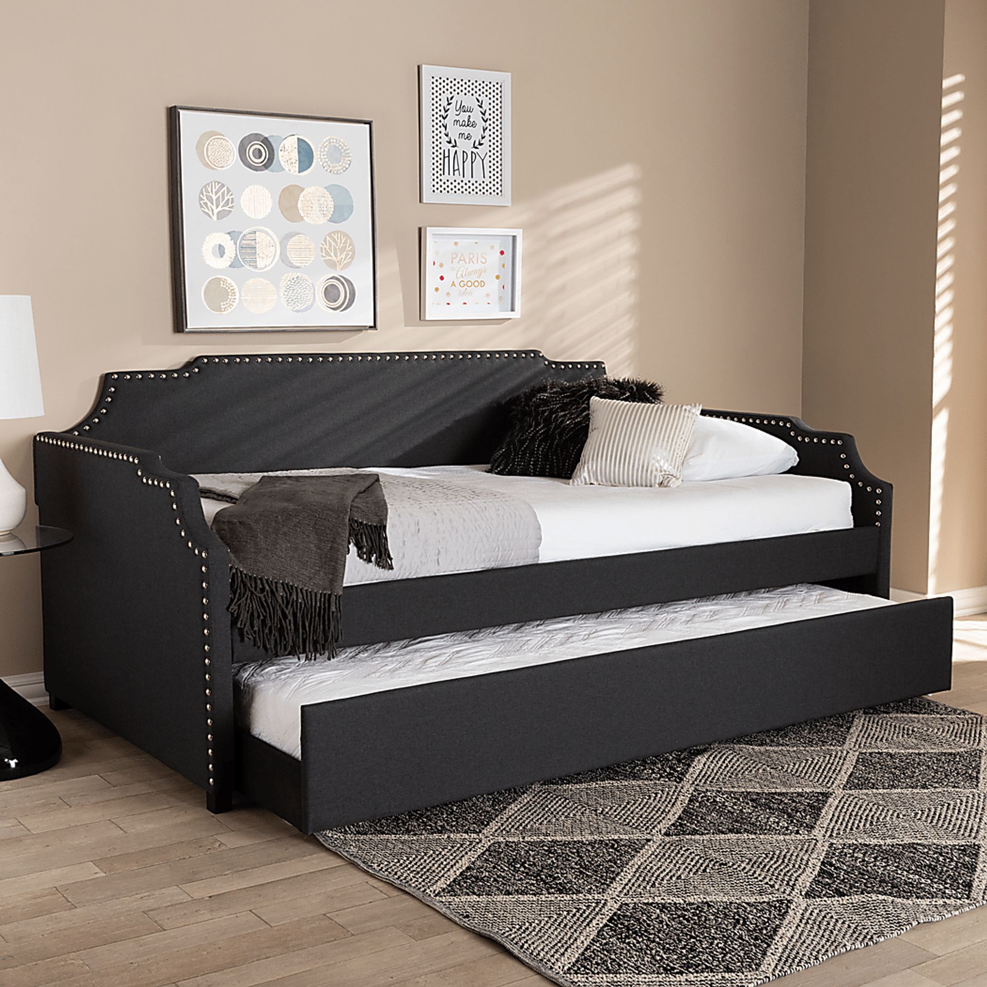 Tynland Charcoal Gray Daybed With Trundle | Rooms to Go