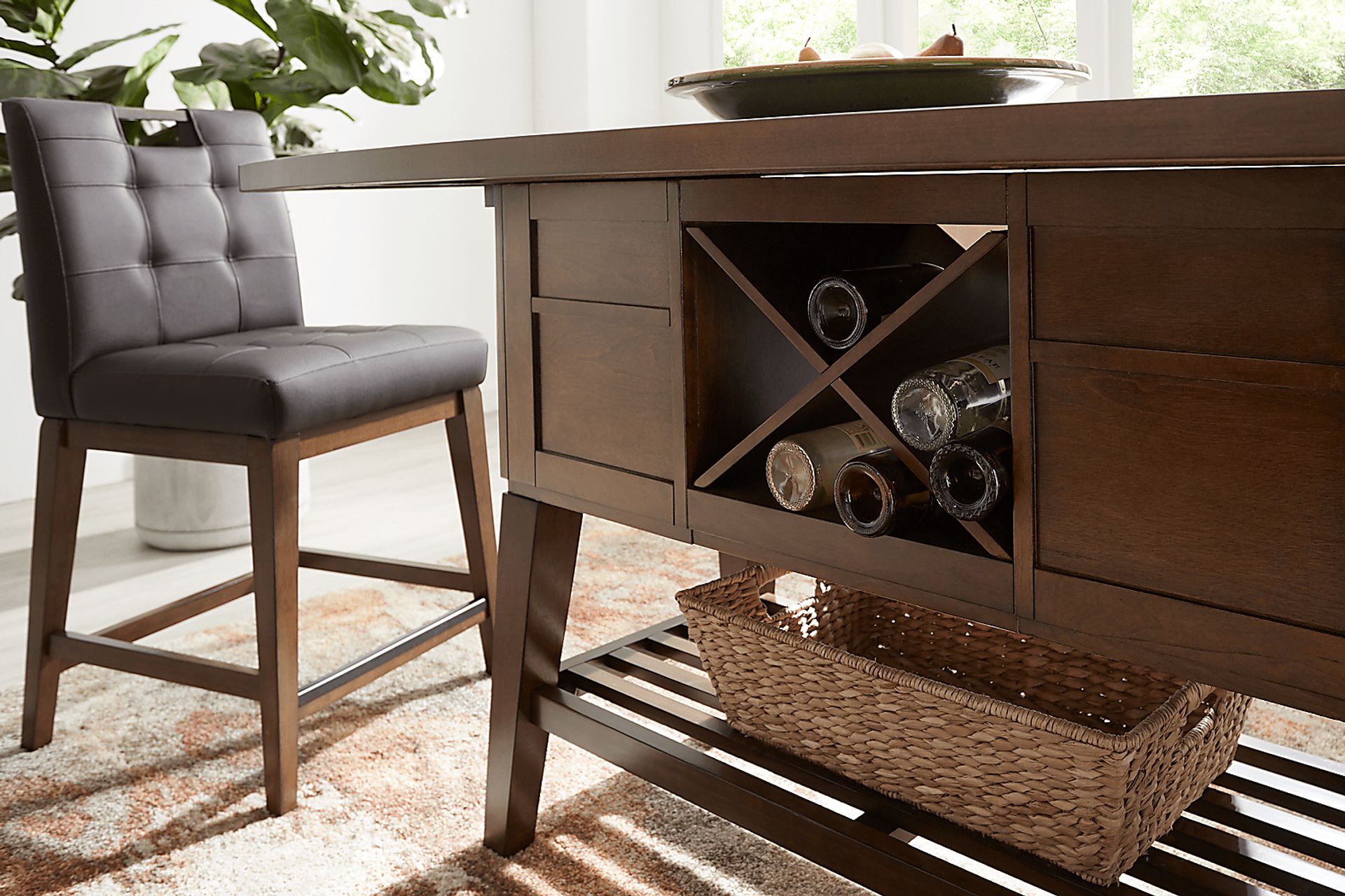 Walstead Place 5 Pc Brown Dark Wood Dining Room Set With Counter Height ...